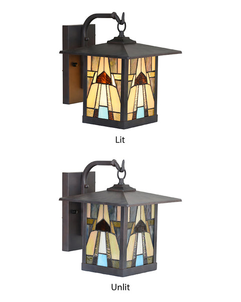 Mission Craftsman Stained Glass Wall Sconce - Cream | ArchitectGiftsPlus