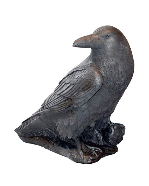 Large Raven Cast Stone Garden Statue | ArchitectGiftsPlus