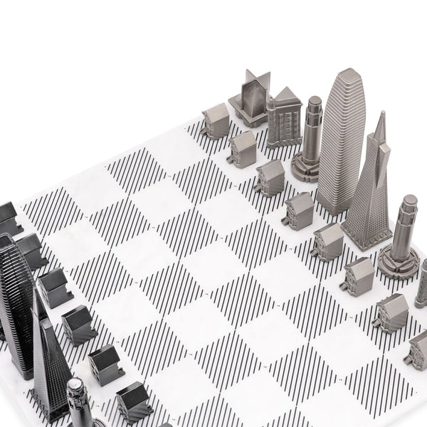San Francisco Skyline Chess Set - Stainless Steel/Marble Board ...