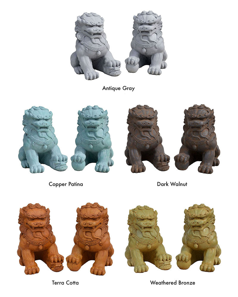 Fu Dog Pair in Cast Stone | ArchitectGiftsPlus