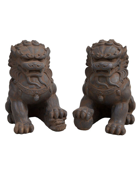 Fu Dog Pair in Cast Stone | ArchitectGiftsPlus